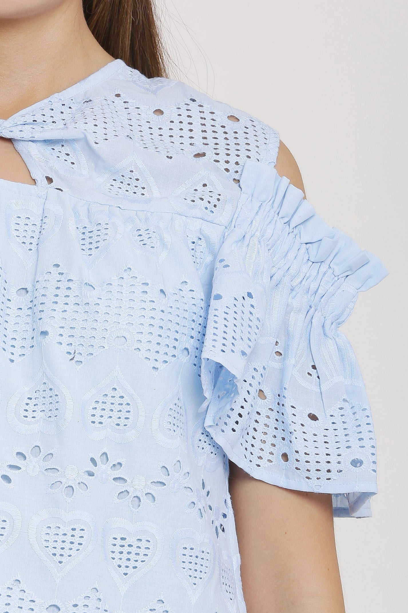 Sky Embroidered Cold Shoulder Top – Sewandyou